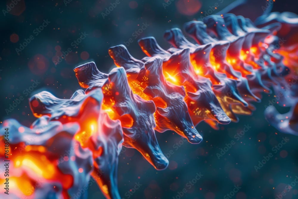 Abstract and artistic depiction of the spine with elements of science ...