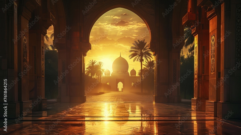 Islamic Background concept with magnificent mosque, creative photo ...