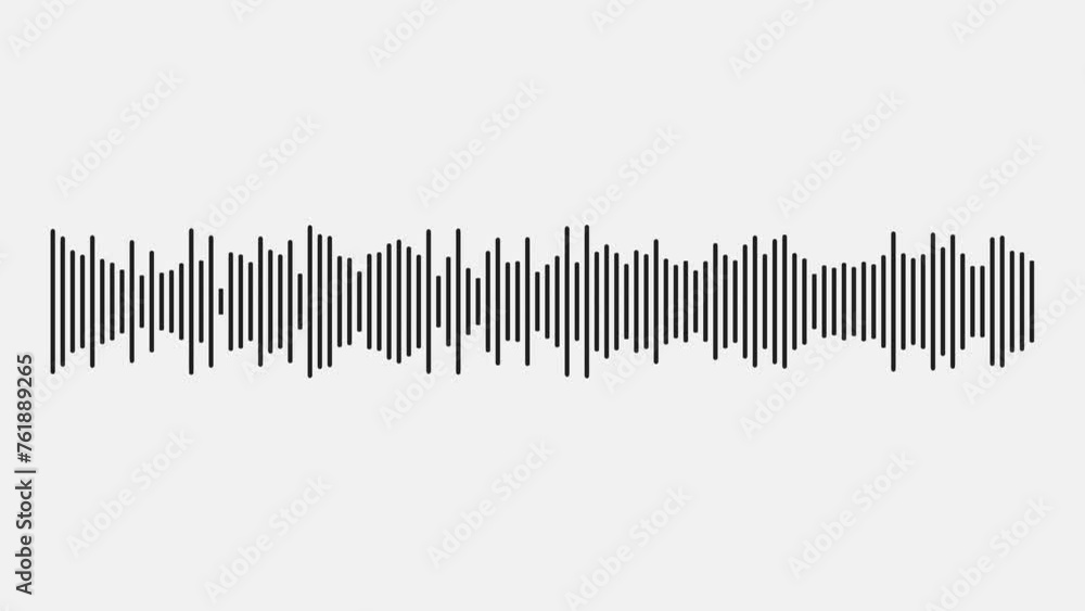 Video Stock audio wave white background, black audio frequency sound ...