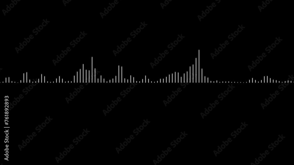 White and black audio visualization animation, white sound waves ...
