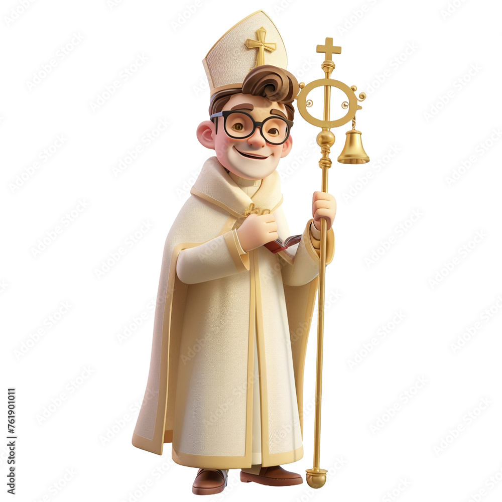 Roman pontiff Papa - vector cartoon illustration isolated on white ...