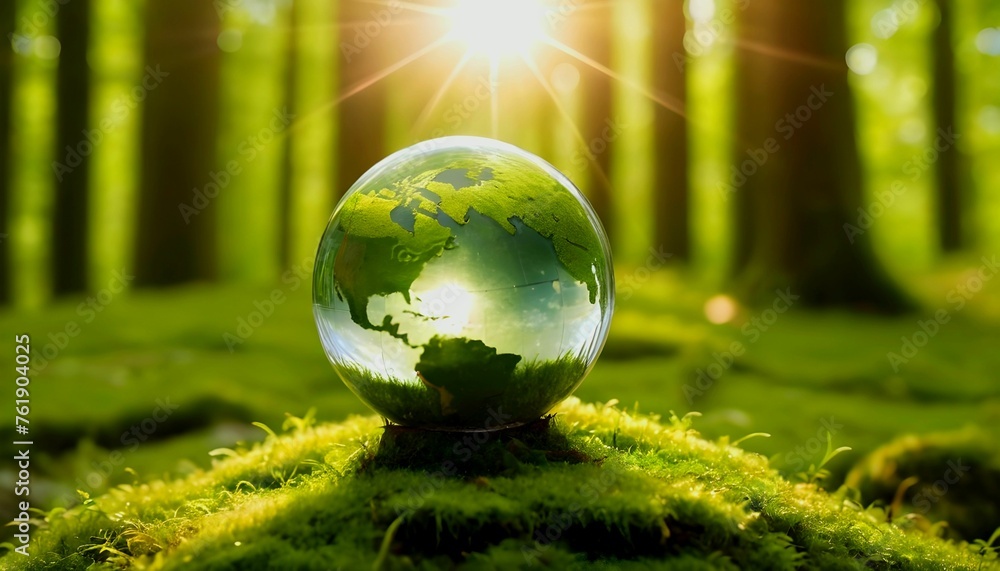 Global climate protection, environment concept, ecology - Crystal ball ...