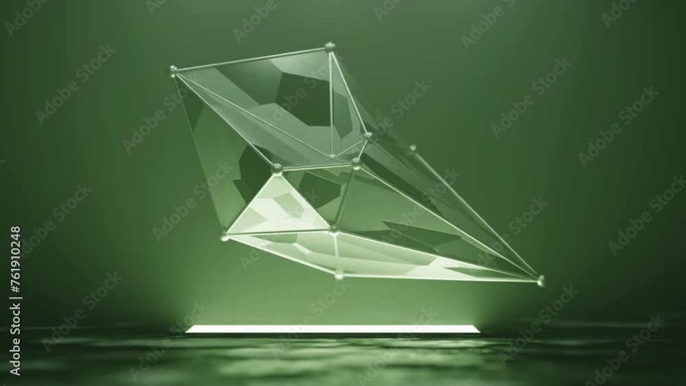 Vidéo Stock The video presents a 3D model of purple triangles floating ...