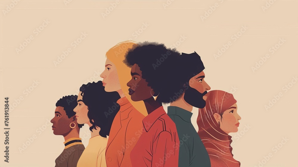 Inclusive illustration of diverse individuals, promoting unity and ...
