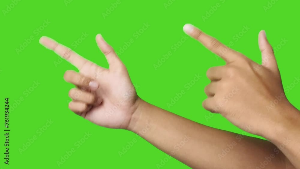 Vidéo Stock Tease hand gesture two finger gun isolated on green screen ...