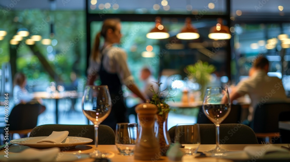 photo of people eating and drinking in a restaurant cafe. having fun ...