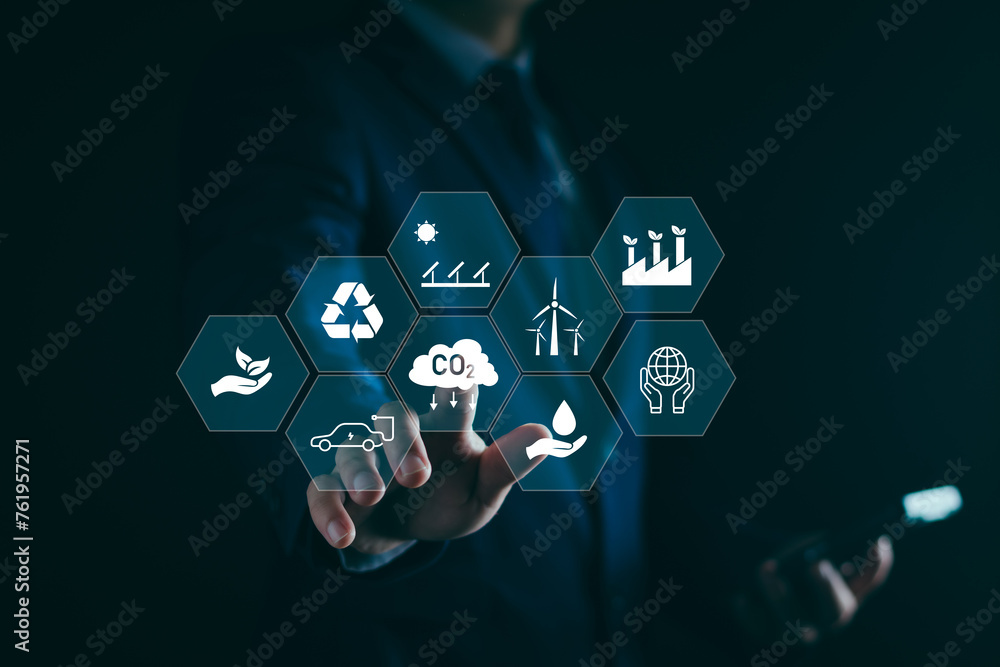 Reduce greenhouse gas emission concept. Carbon footprint climate change ...