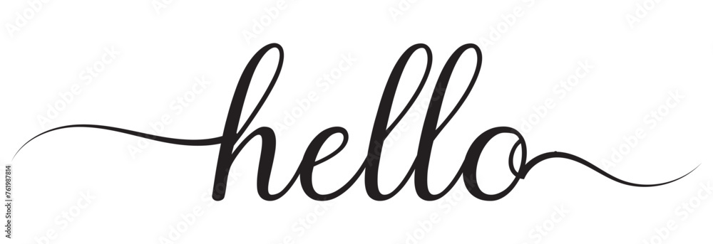 HELLO. Modern calligraphy script word hello. Hand-drawn cursive font text - hello. black letters ...