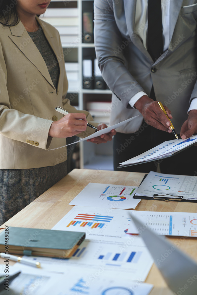 Group of business people meeting, discussion, brainstorming, pointing ...