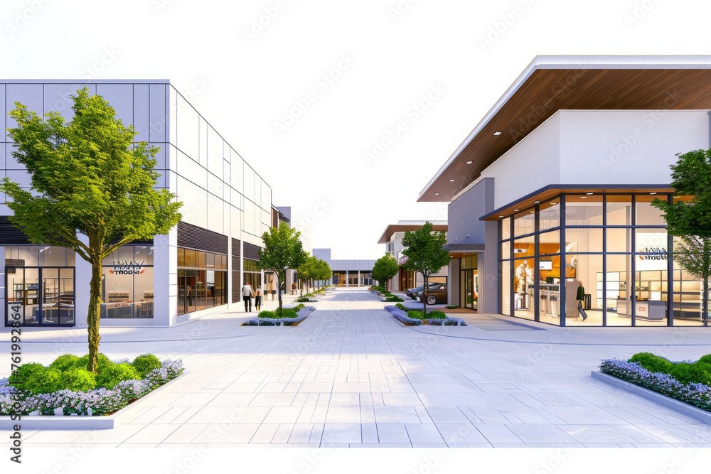 3D Render of mixed-use development with residential units, commercial ...