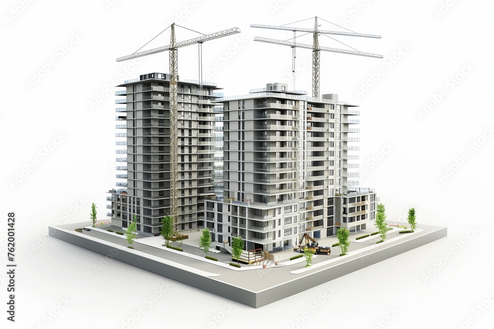 3D Render of mixed-use development project, with residential ...