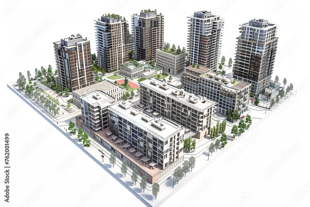 3D Render of mixed-use development project, with residential ...