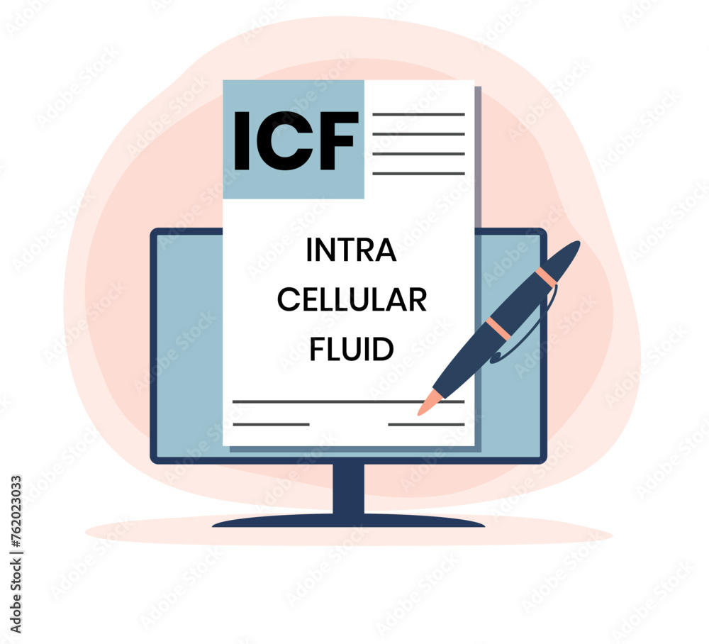 ICF - intracellular fluid acronym. medical concept background. vector ...