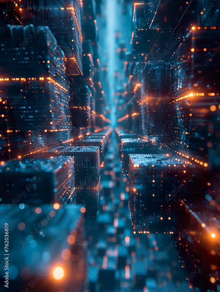 A dark expanse of a high-tech universe on an abstract background ...