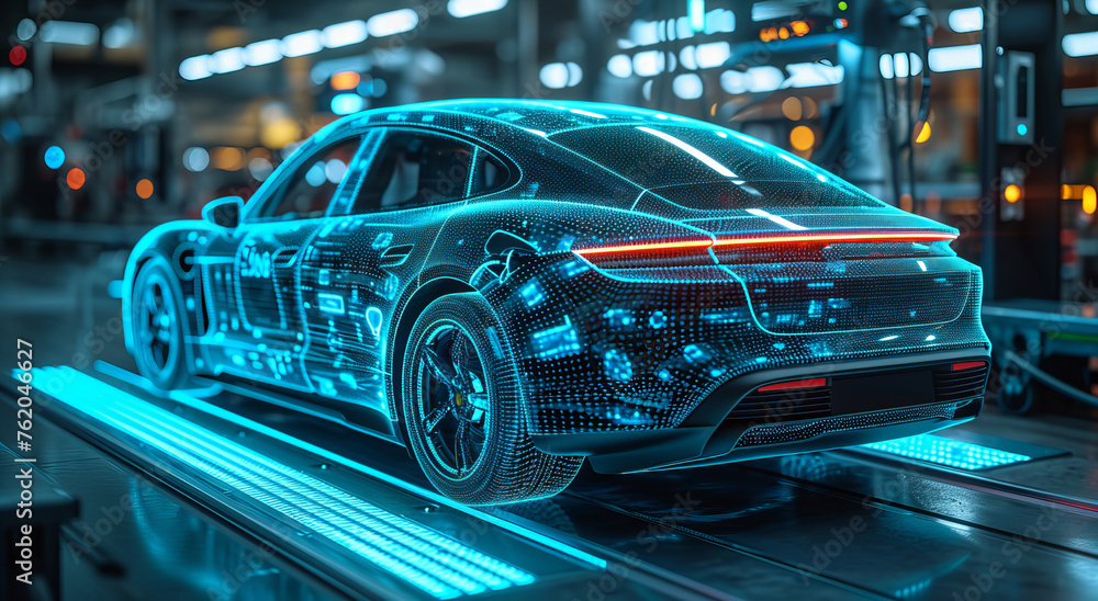 3D Frontside Futuristic AR car wireframe concept, generative ai ...