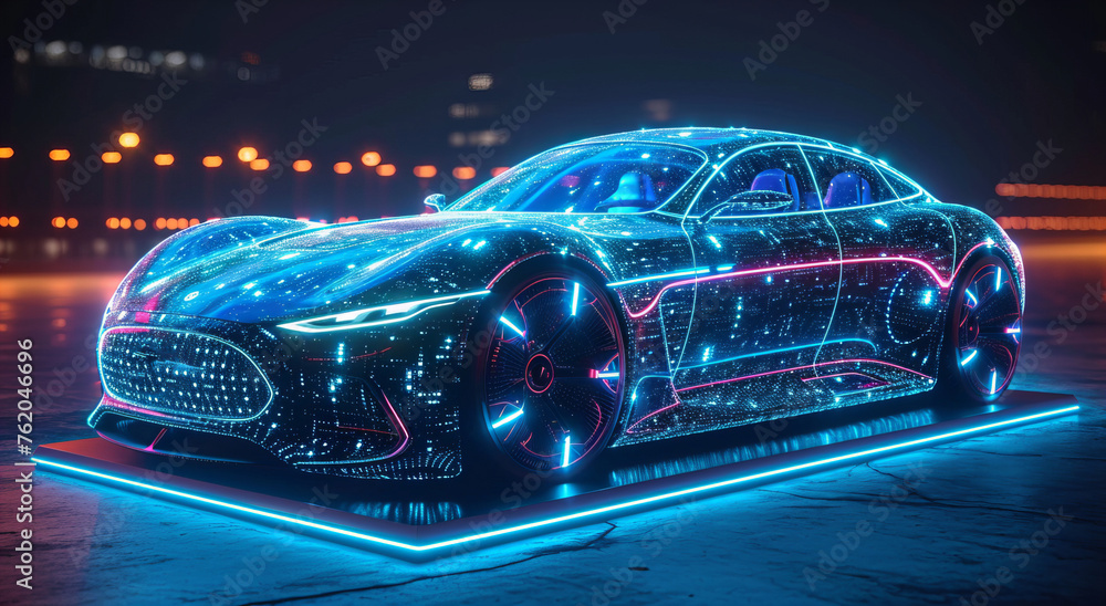 3D Frontside Futuristic AR car wireframe concept, generative ai ...