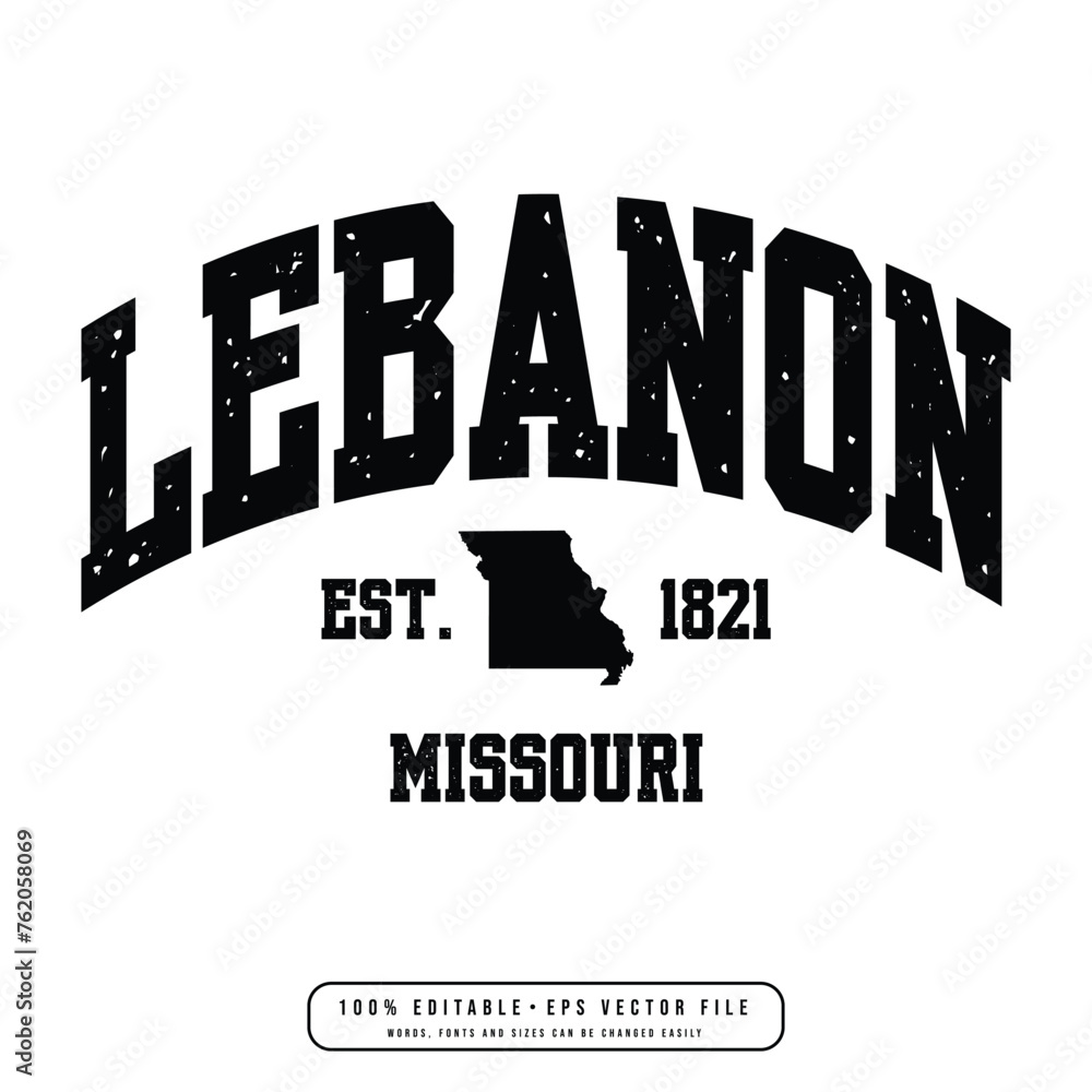 Lebanon text effect vector. Editable college t-shirt design printable ...