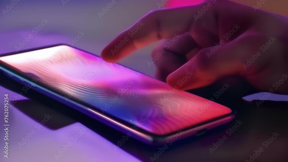 Vidéo Stock A hand taps rapidly on the screen of a phone displaying the ...