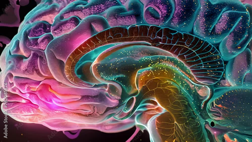 A closeup of a holographic representation of the human brain showcasing ...