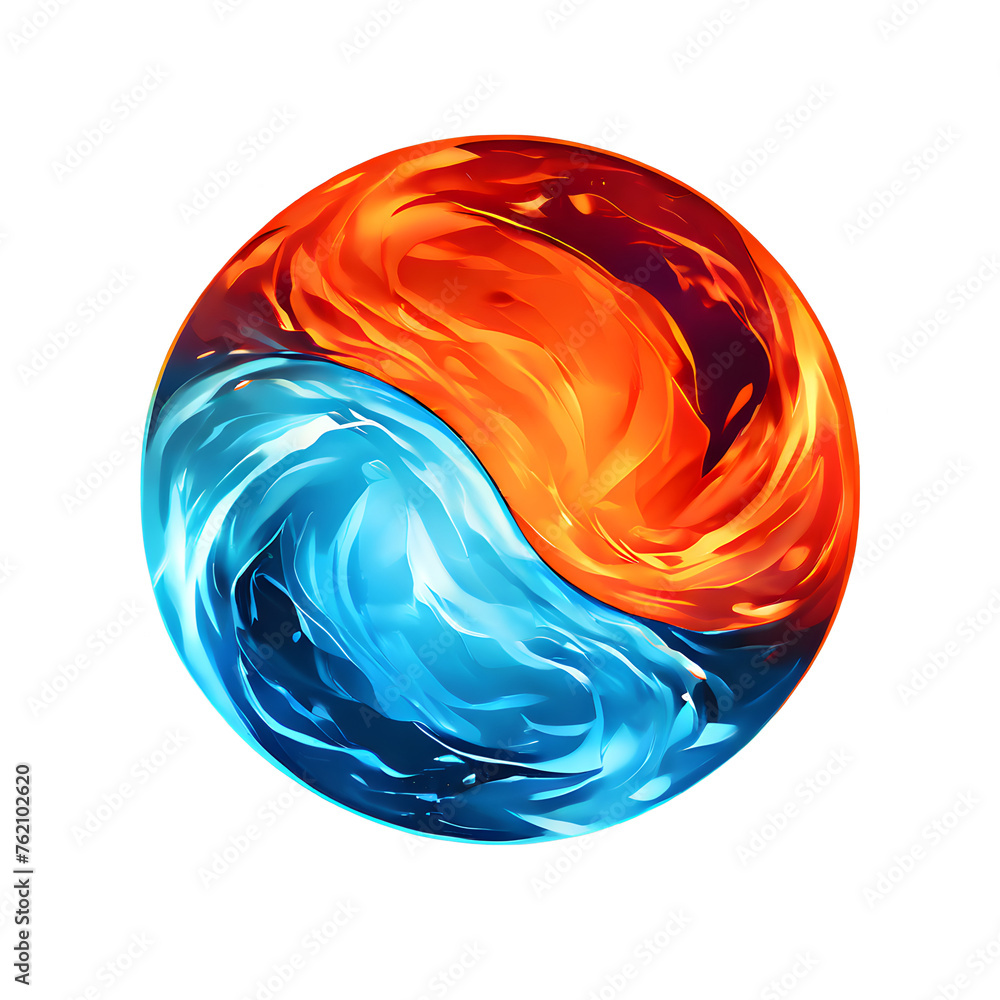 Fire and Ice yin yang form logo illustration, isolated with transparent ...