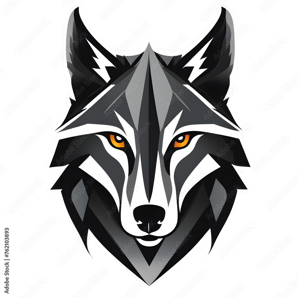 Black wolf head logo isolated with transparent background. Black wolf ...