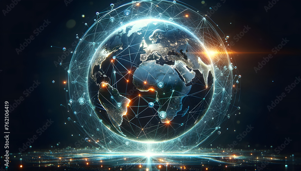 Global business networking earth international connectivity trade a 3d ...