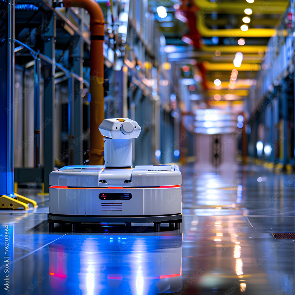 An autonomous mobile robot equipped with sensors navigates through the ...