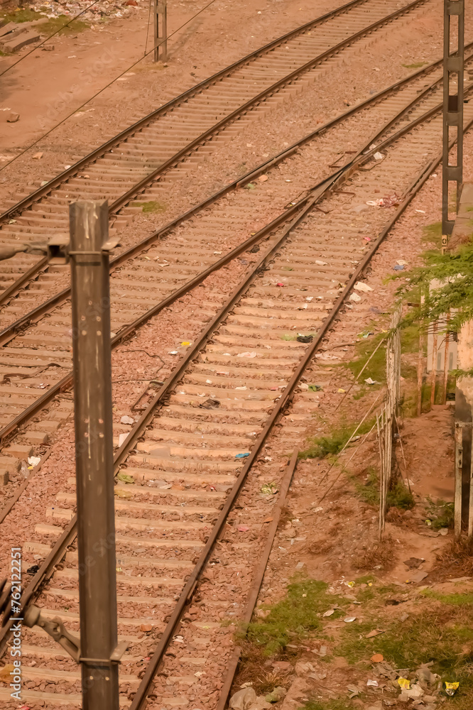 View of train Railway Tracks from the middle during daytime at ...