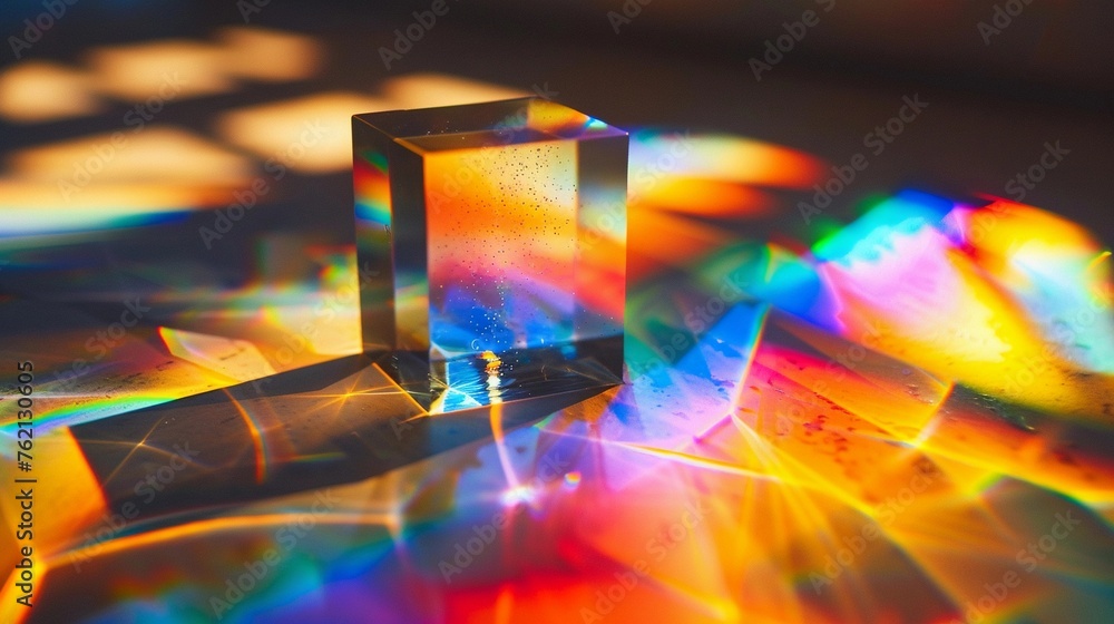 Light Spectrum, a prism dispersing sunlight into a spectrum of colors ...