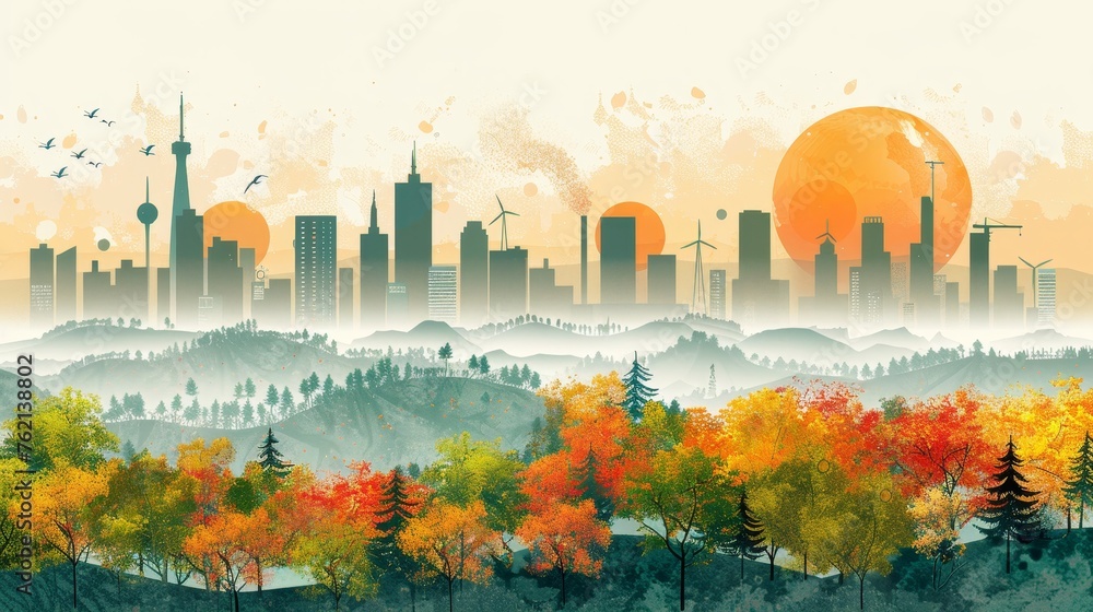 Climate action with visuals that depict efforts to mitigate climate ...