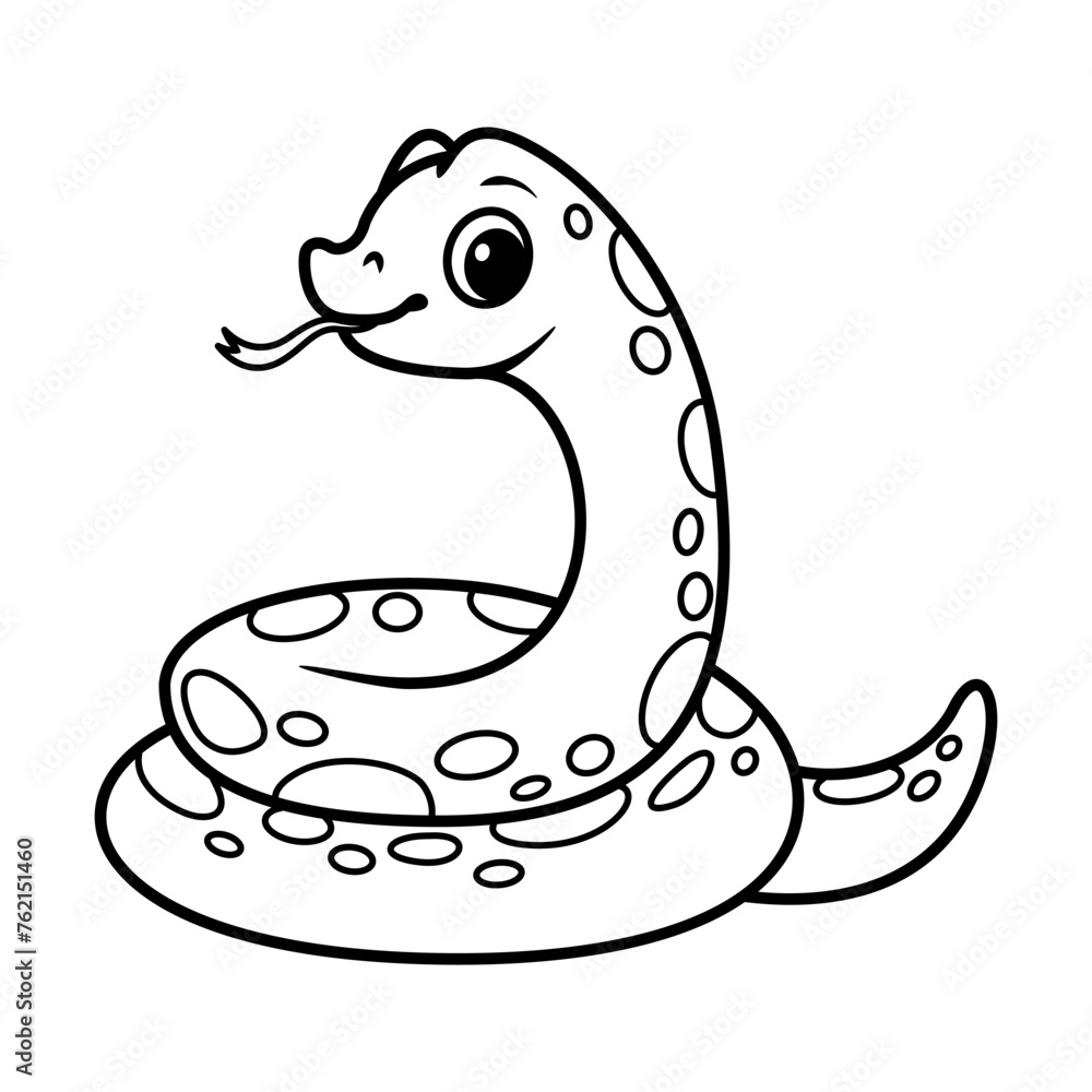 Snake coloring page cartoon vector illustration Stock Vector | Adobe Stock