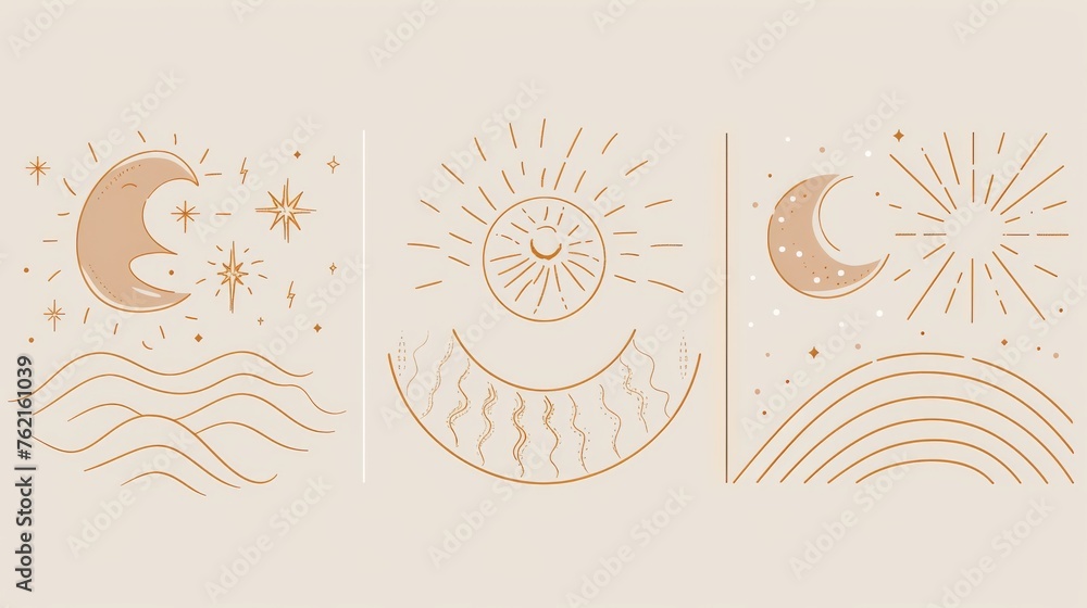 This set contains modern bohemian symbols. Boho linear ornaments and ...