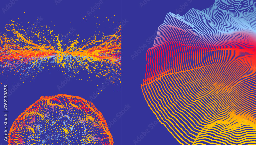 Point explode. Abstract background with dynamic particles. Circular ...