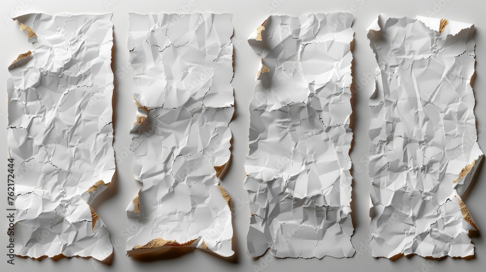 Isolated set of ripped white paper sheets. Modern illustration of torn ...