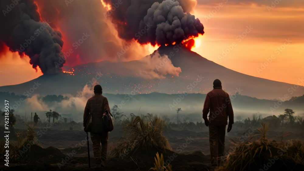 Two men stand side by side, mesmerized by the breathtaking sight of a ...