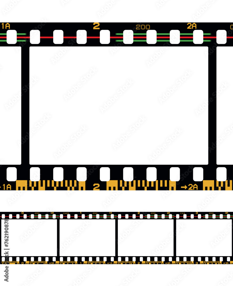 Vector illustration of photographic analog film border with barcodes ...