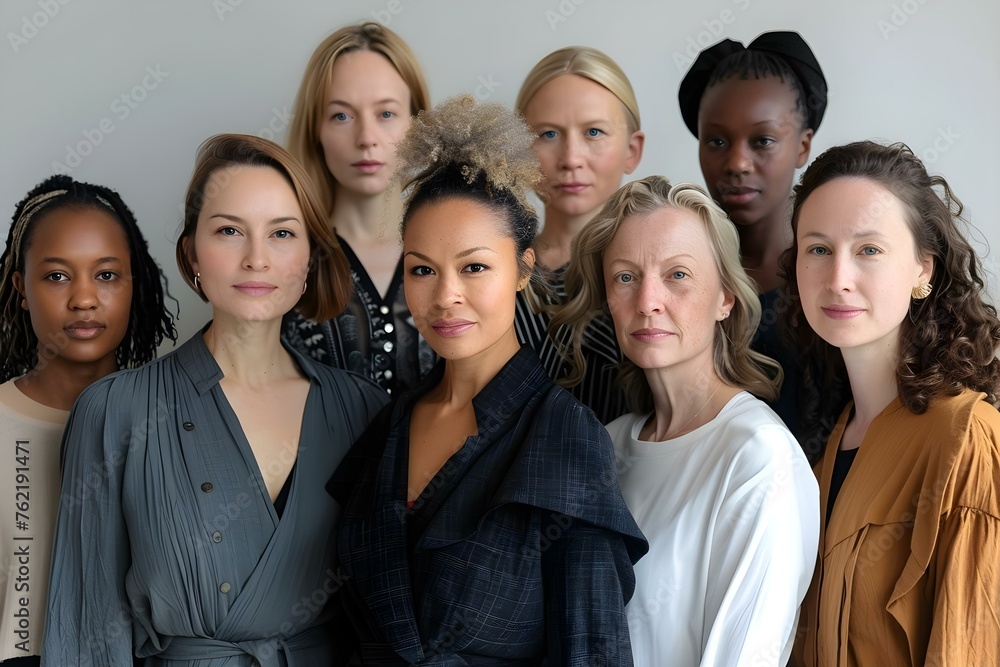 Diverse group of women standing together to support International ...