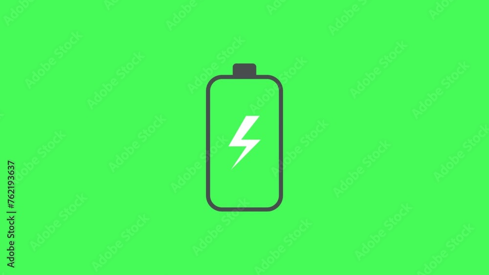 Low battery power indicator animation on green screen. Low battery ...