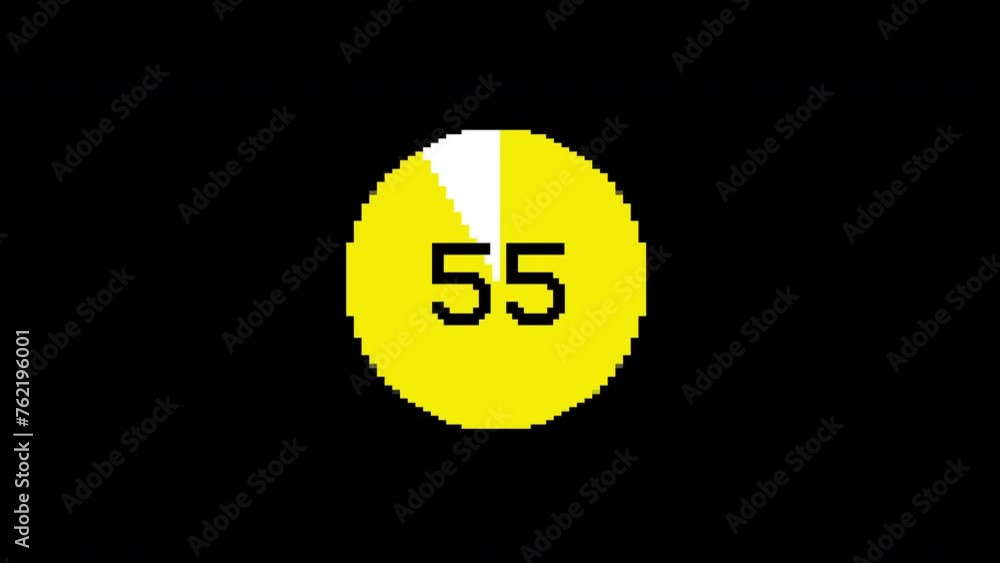 8-bit pixel 60 Seconds Countdown Timer Animation on Black Background, Retro-inspired Timer of ...