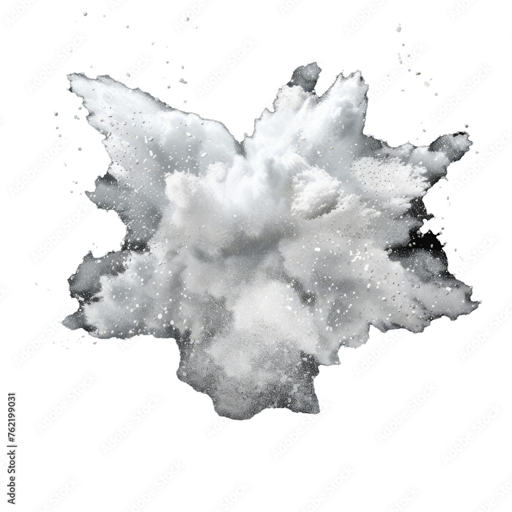 Snow burst with flying ice particles and snowflakes. realistic set of ...