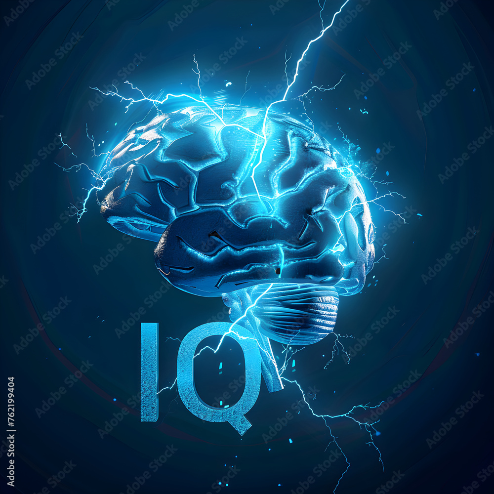 Stylized Brain and Lightning Design as an IQ Logo Concept Representing ...