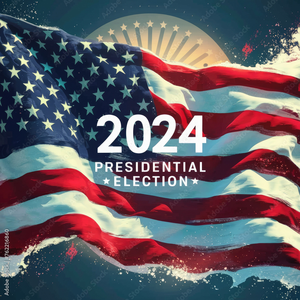Background design template with usa flag and text 2024 presidential ...