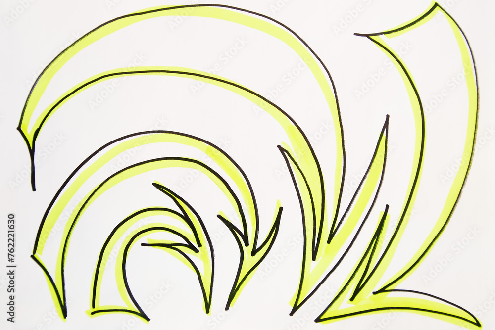 Modern abstract art set of curved smooth arrows on white background ...