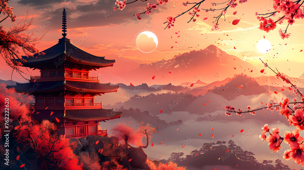 Japanese-inspired background merges traditional Chinese artistry with ...