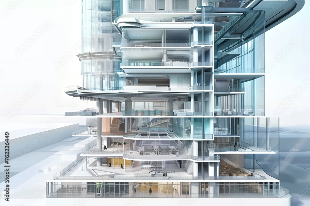 Cross-section view of an interior design of a building Stock ...