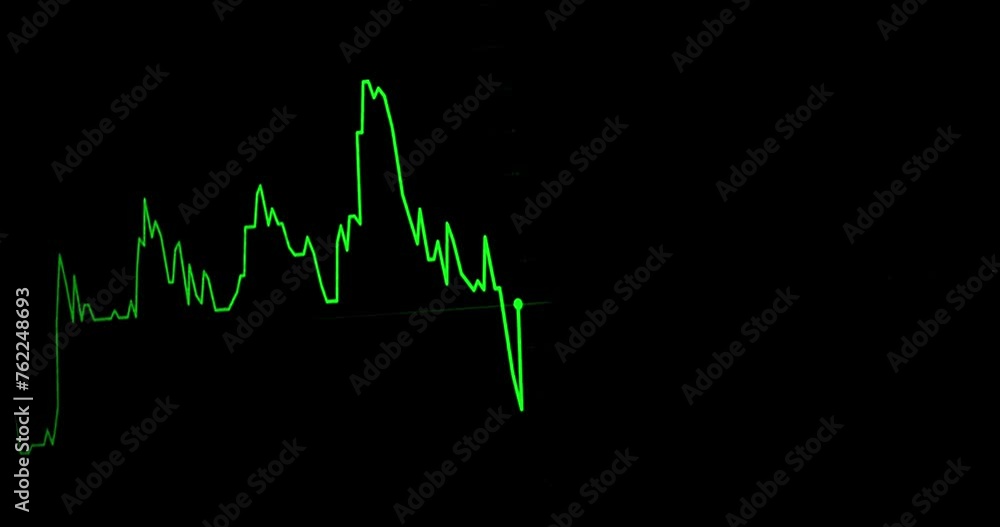 green price trading linear chart and asset symbols, indicating fast ...