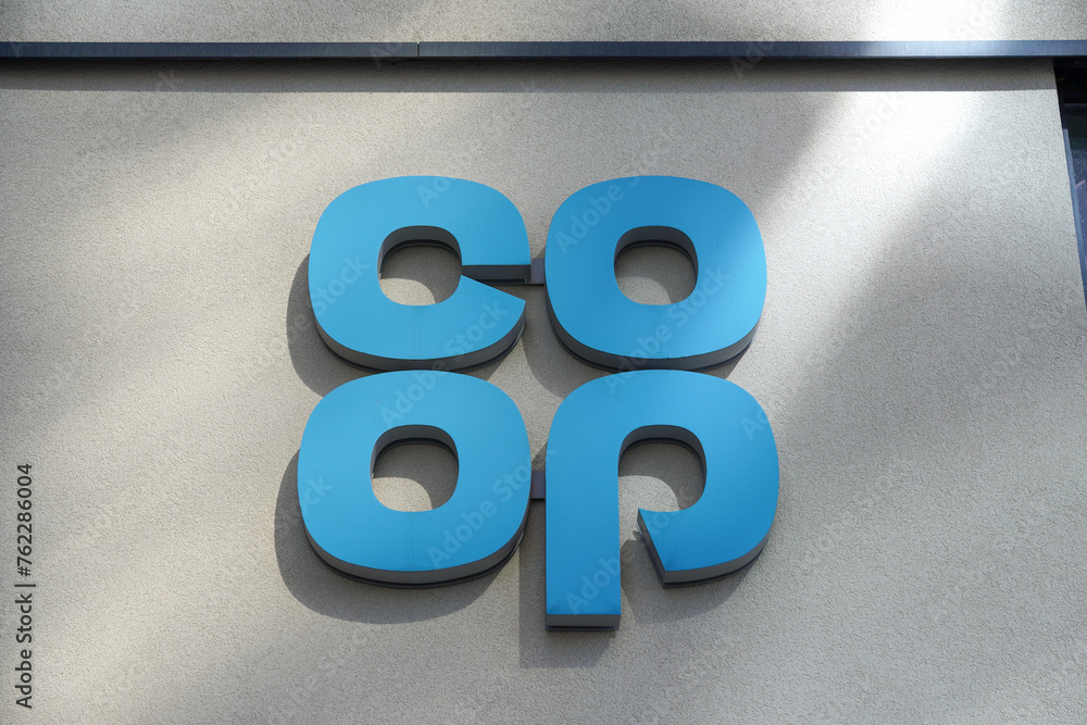 Southampton England 14 March 2024 - Co-op logo and store sign of the co ...