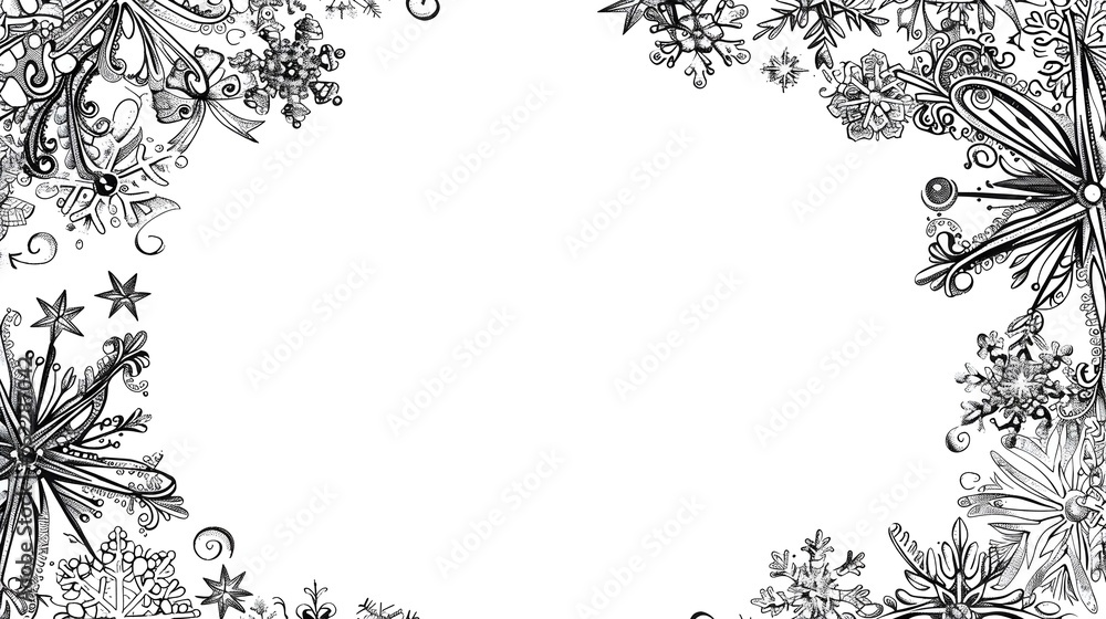 Christmas Frames and Borders set. Coloring page for kids and adults ...