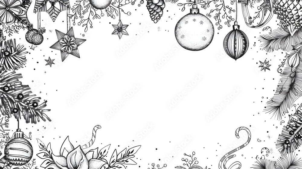 Christmas Frames and Borders set. Coloring page for kids and adults ...