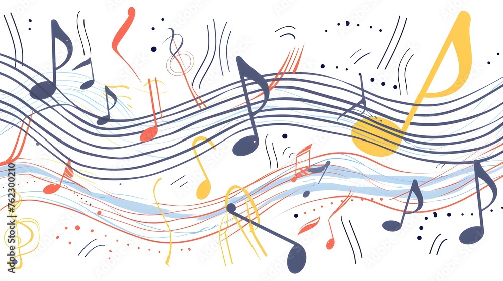 Musical notes stave line pattern symbols icon for staff and music note ...